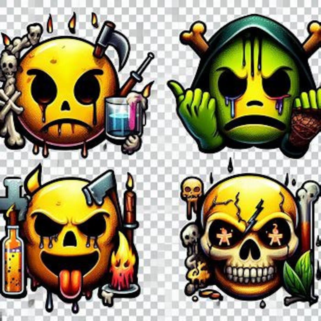 Cursed Emojis PNG Bundle - 4 Unique Designs With Transparent ...