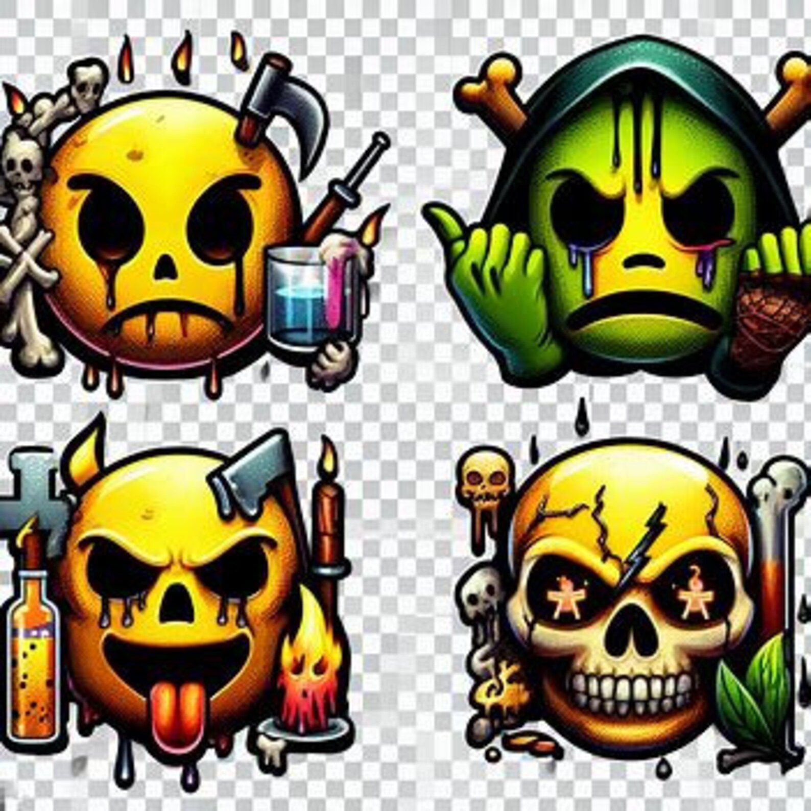 Cursed Emojis PNG Bundle - 4 Unique Designs With Transparent ...