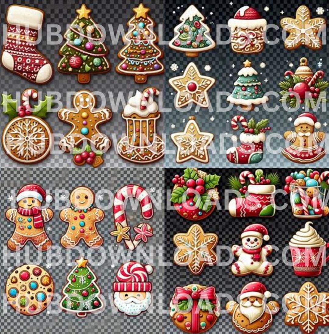 Instant Download Xmas Cookie Clipart Bundle - 30+ Festive Pngs for ...