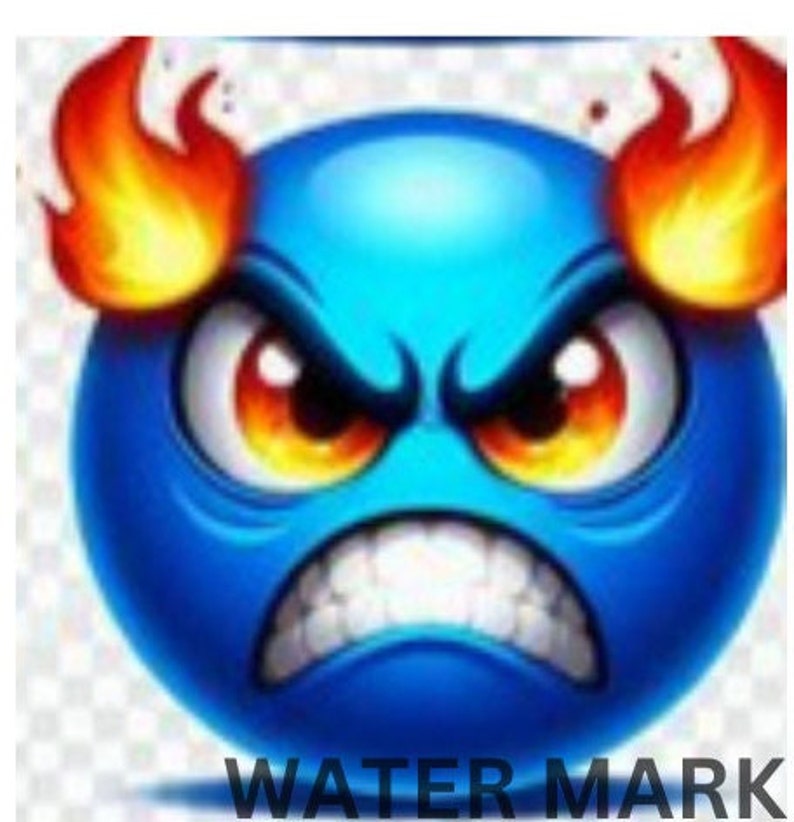 Angry Blue Emoji Digital Download | Printable Clipart | Instant Download | Fuming Emoticon ...