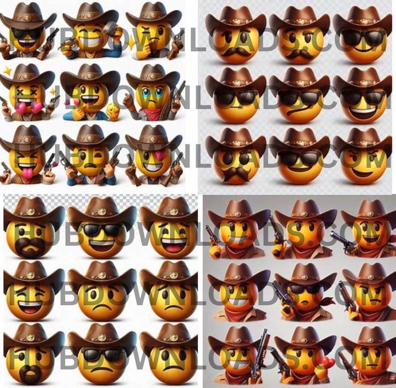 Cowboy Emoji PNG Discord Emoji Western Emojis Country Emojis Digital ...