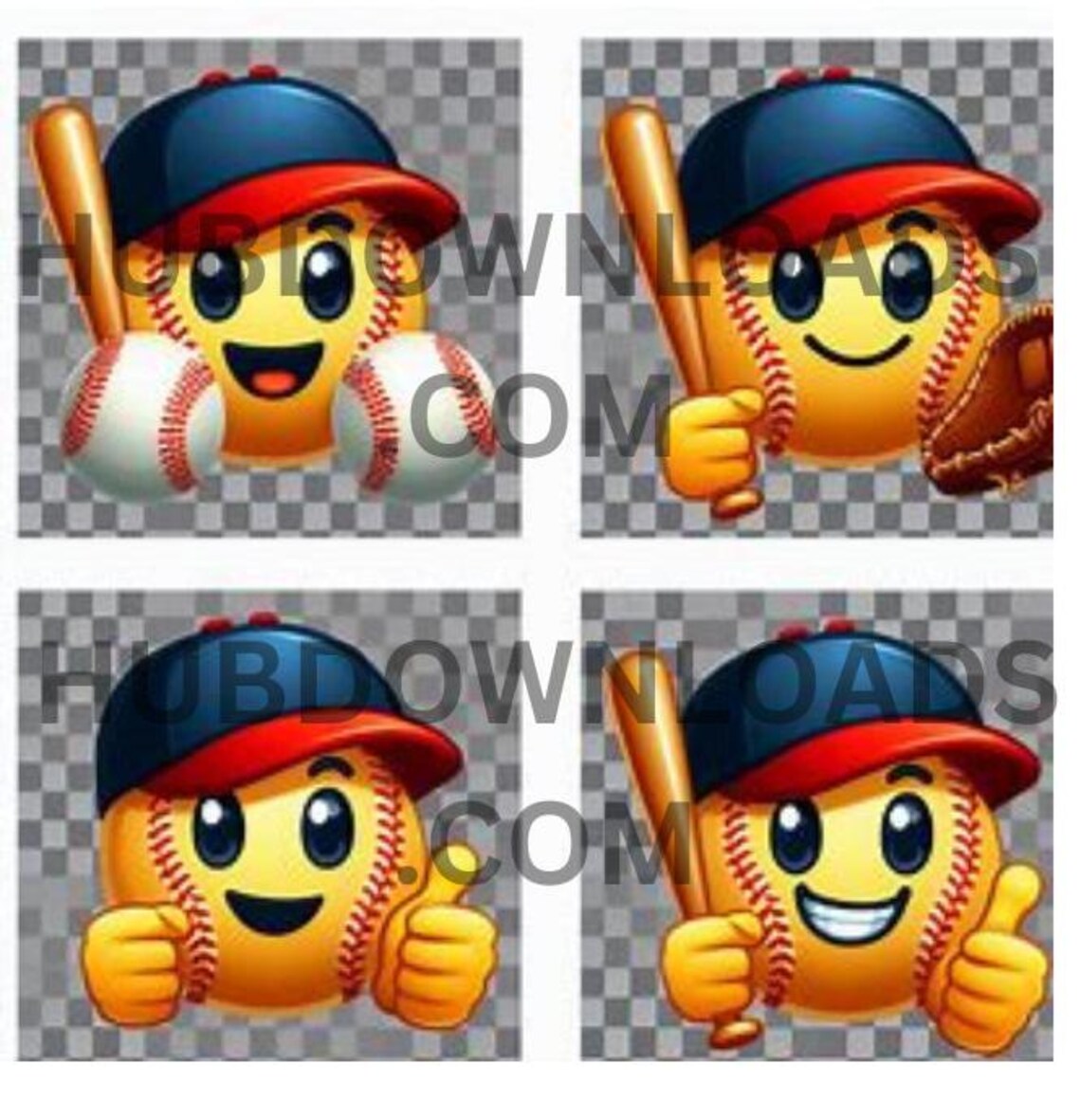 Cute Baseball Emoji PNG Set - Instant Download - Digital Clipart for ...