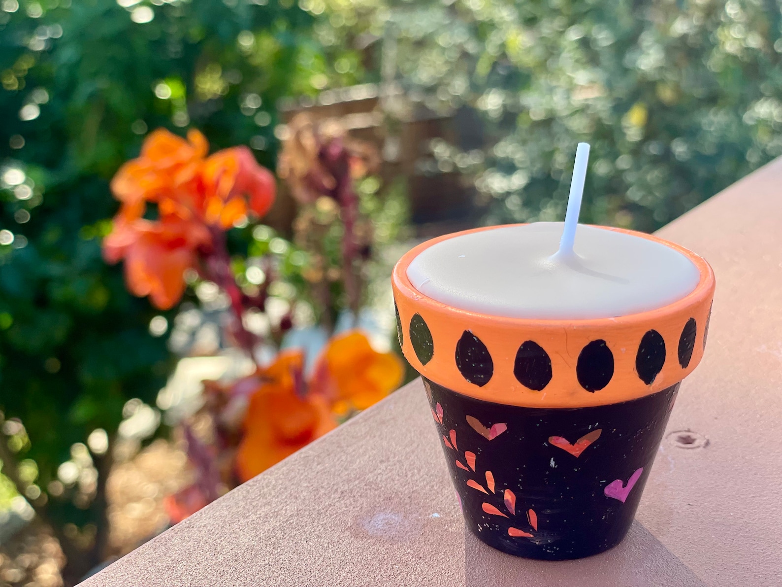 Hand-painted Mini Clay Pot With Hearts and Scented Candle Valentine's ...