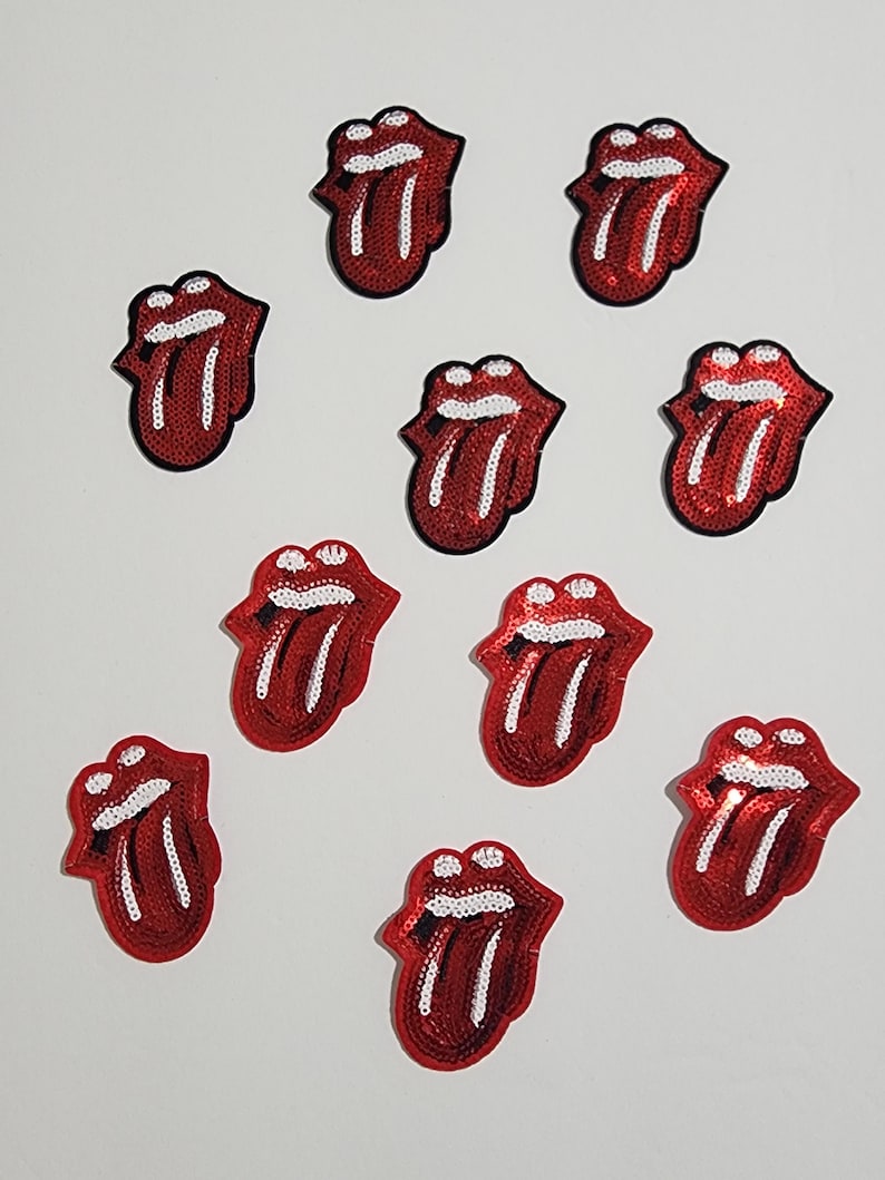10pc/set, Rolling Stones patches, Sequin patches, Iron on Tongue patch ...