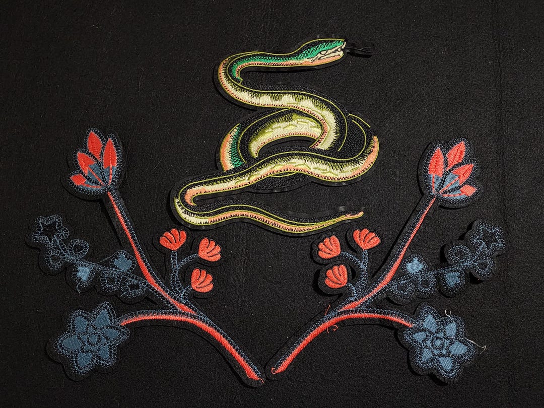 3pc/set, Fashion Snake Patches, Animal Patches, Iron on Flower Patches ...