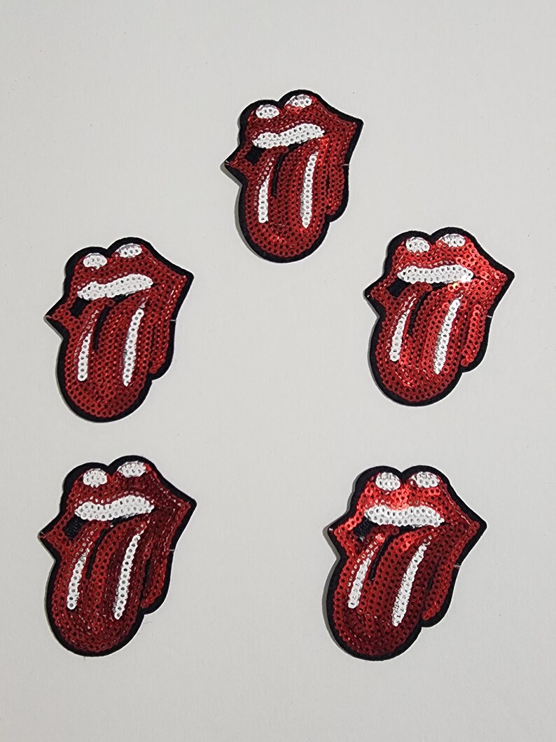 10pc/set, Rolling Stones patches, Sequin patches, Iron on Tongue patch ...