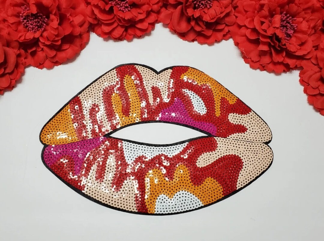 Lips Patch, Sequin Patch, Iron on Lips Patch - Etsy