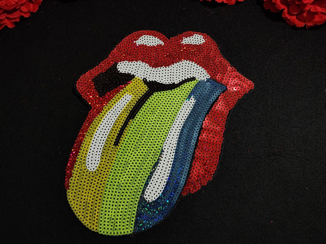Rolling Stones Patch, Sequin Patch, Large Tongue Patch, Iron On - Etsy