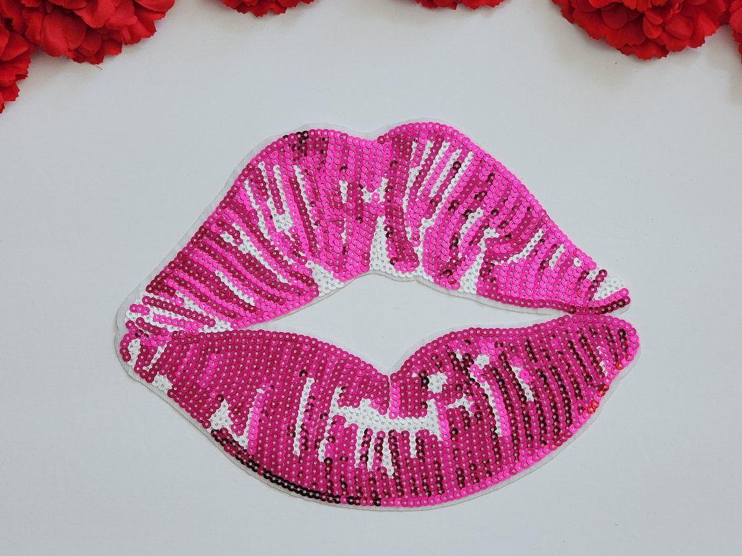 Lip Patch, Hot Pink Lips Patch, Sequin Patch, Iron on Tongue Patch - Etsy