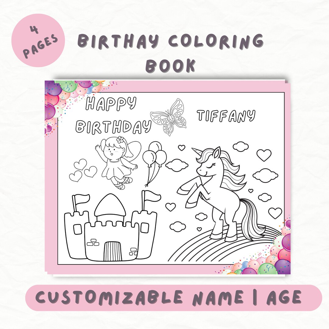 Unicorn Birthday Coloring Book Printable Coloring Pages - Etsy