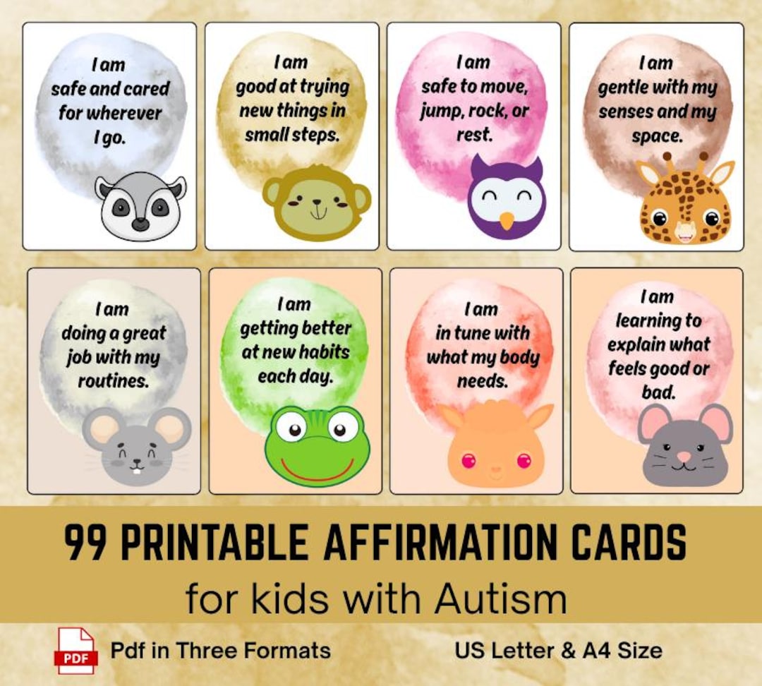 Printable Affirmation Cards for Kids With Autism Positive Affirmations ...