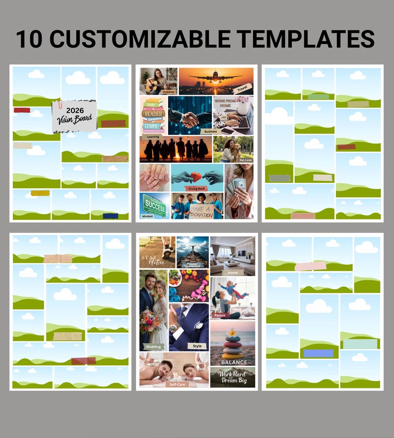 Vision Board Template Kit | Canva Editable Collage Poster (digital ...