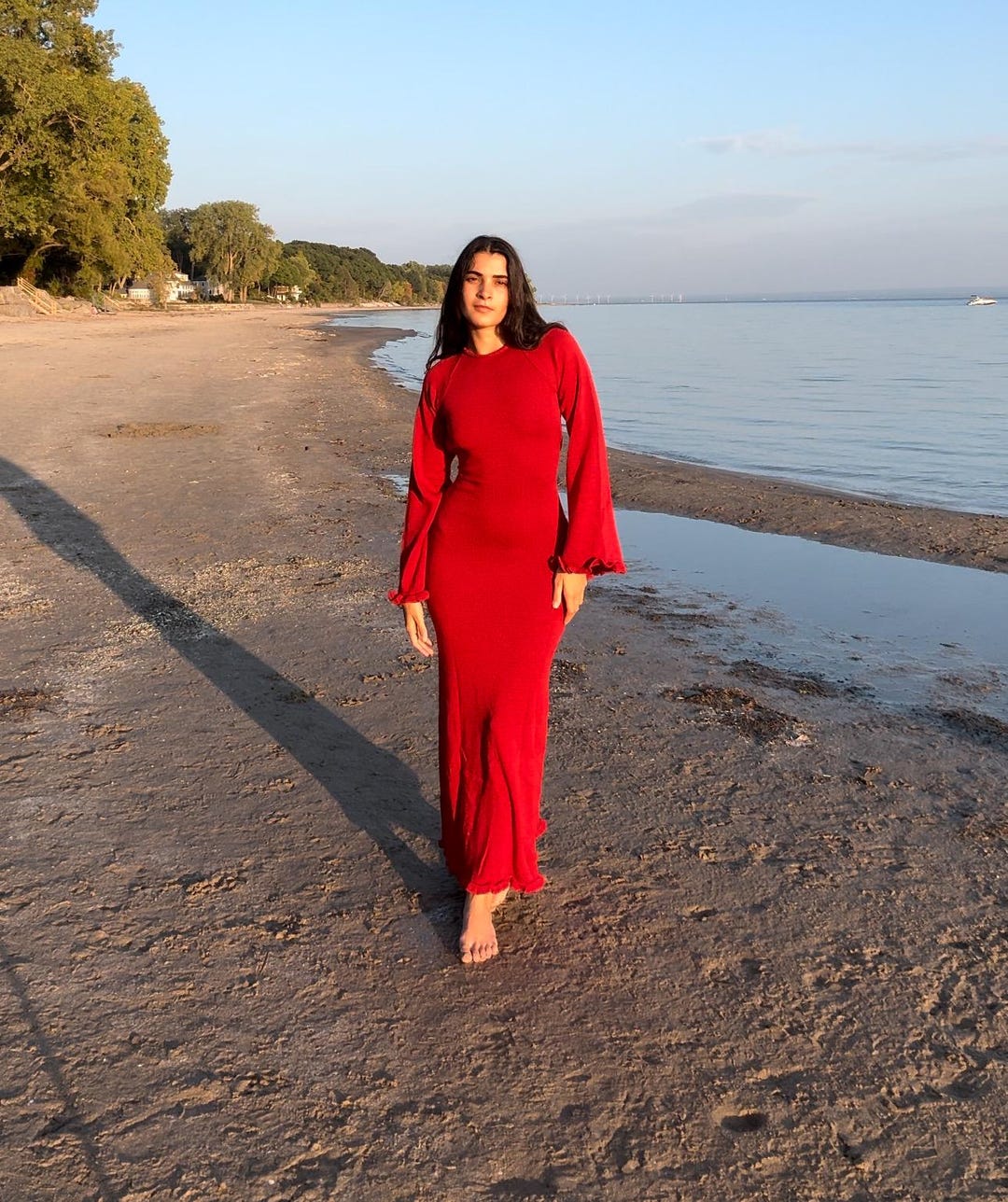 Red Greek Goddess Dress Boho Bridesmaid Dress Goddess Knit Dress ...