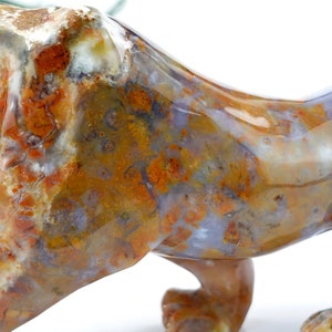 11.4 Natural Chalcedony Hand Carved Crystal Leopard Sculpture, Unique ...