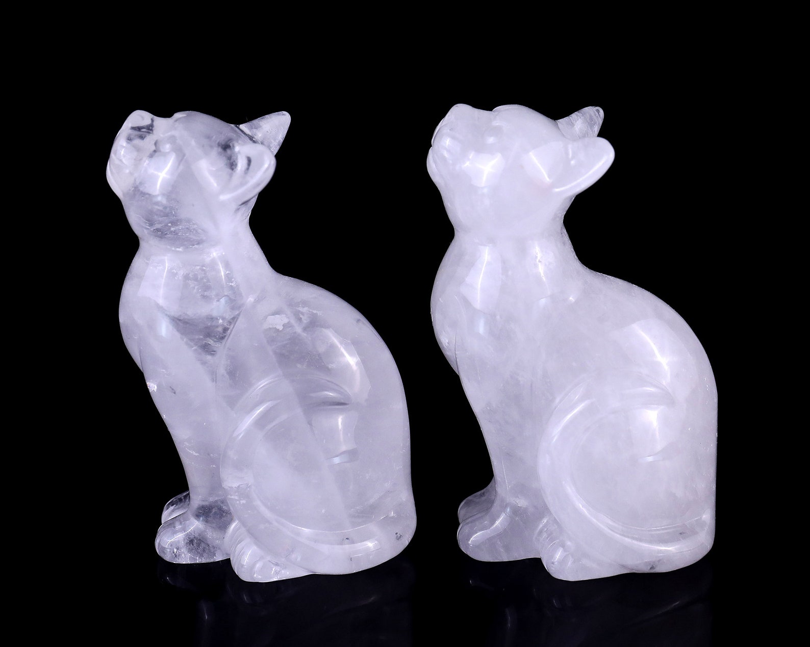 3.0 Natural Angolan Quartz Hand Carved Crystal Cat Sculpture, Unique ...