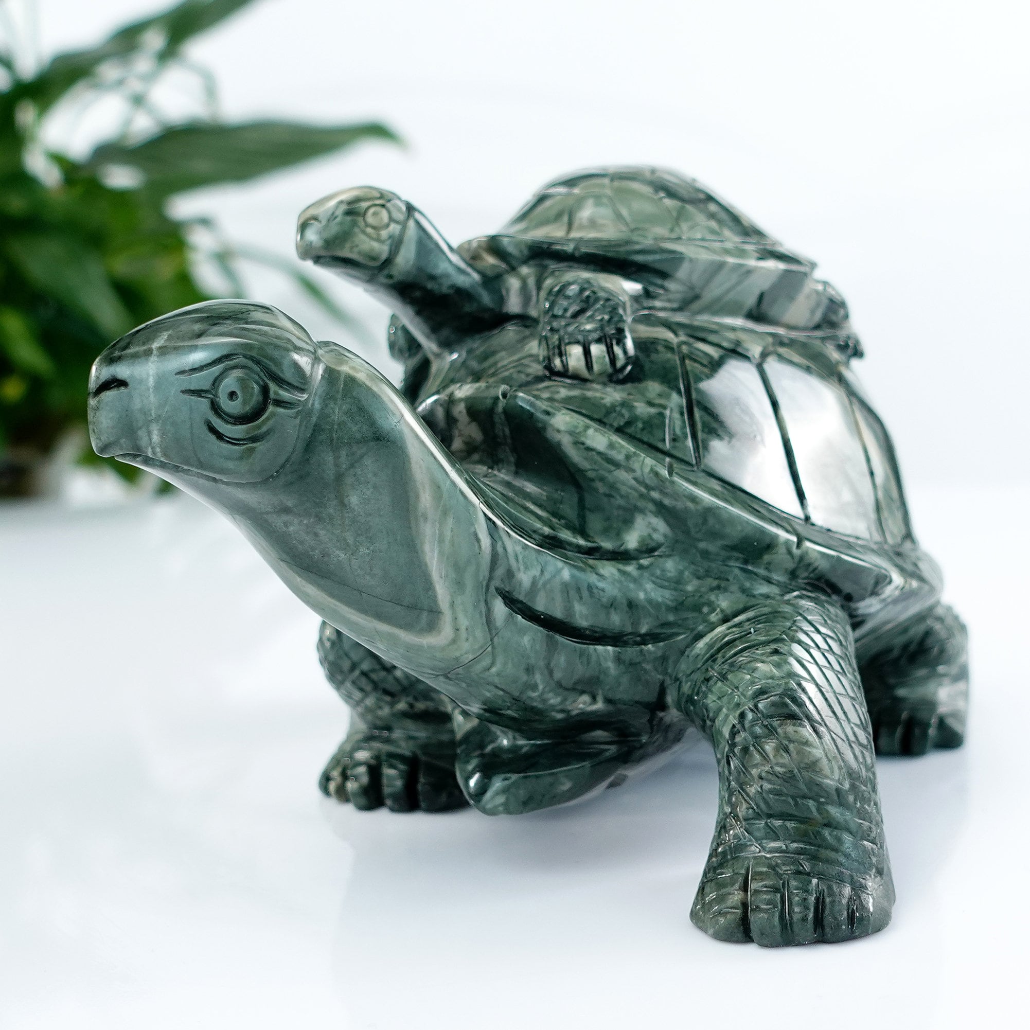 6.9 Inch Turtle Statue Nine Dragon Jade Stone Carved Natural Crystal ...