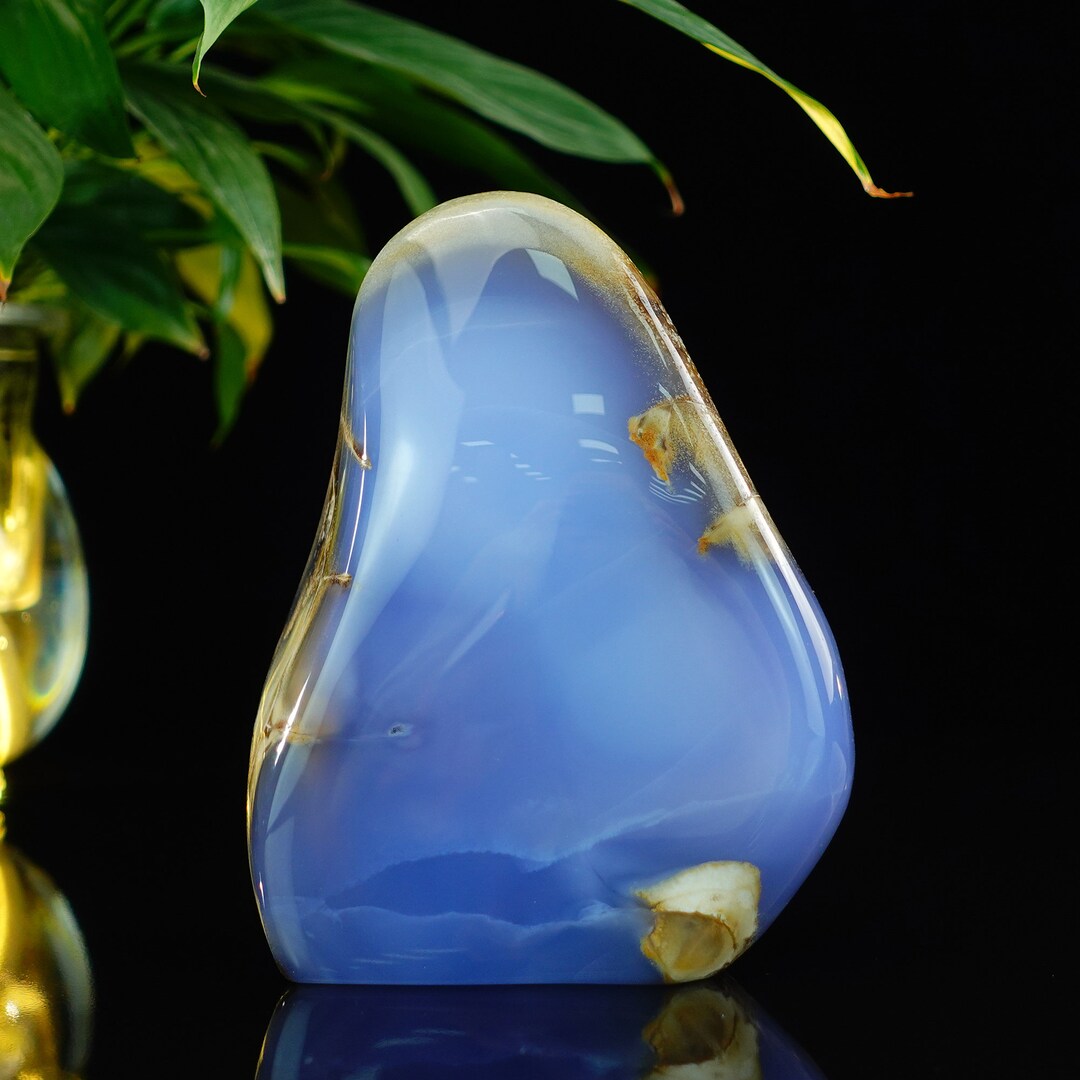 5.5 Inches Polished Statue Blue Chalcedony Stone Hand Carved Natural ...