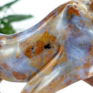 11.4 Natural Chalcedony Hand Carved Crystal Leopard Sculpture, Unique ...