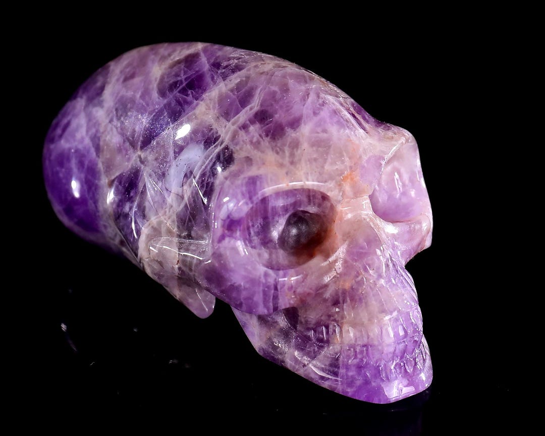 Amethyst Alien Skull: Hand-carved Crystal Sculpture (3.9") - Etsy