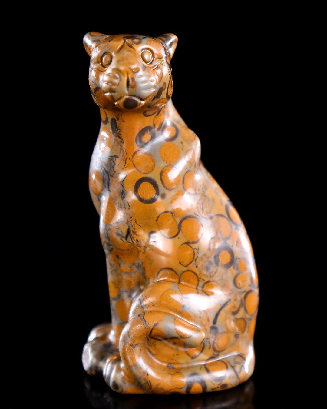 3.0” Natural Leopard Skin Jasper Hand Carved Crystal Leopard Sculpture ...