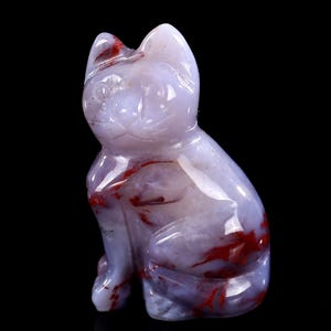 Red Agate Crystal Cat Sculpture: Hand Carved Home Decor - Etsy