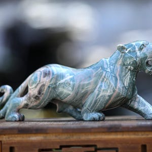 Jiulong Jade Leopard Sculpture: Hand Carved Crystal Decor (11.6") - Etsy
