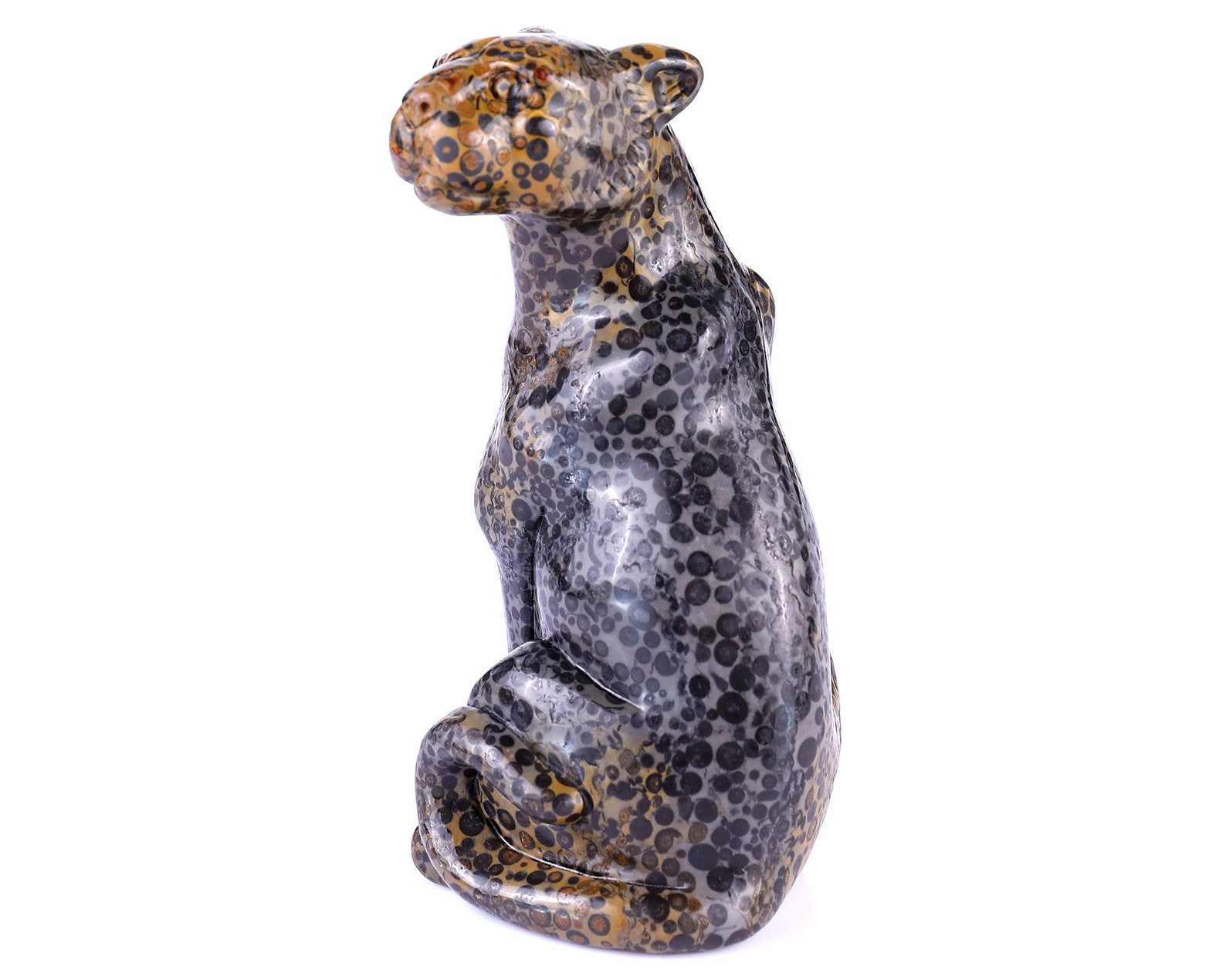 5.0 Natural Leopard Skin Jasper Hand Carved Crystal Leopard Sculpture ...