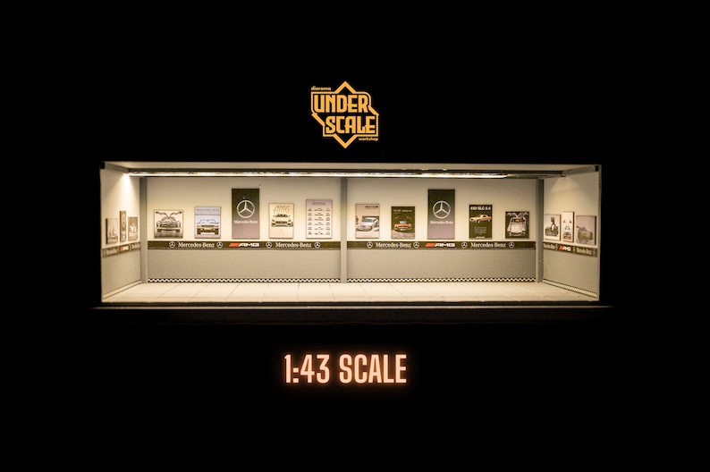 Handmade 1:43 Scale Mercedes Garage Diorama – LED Light Diecast Car ...