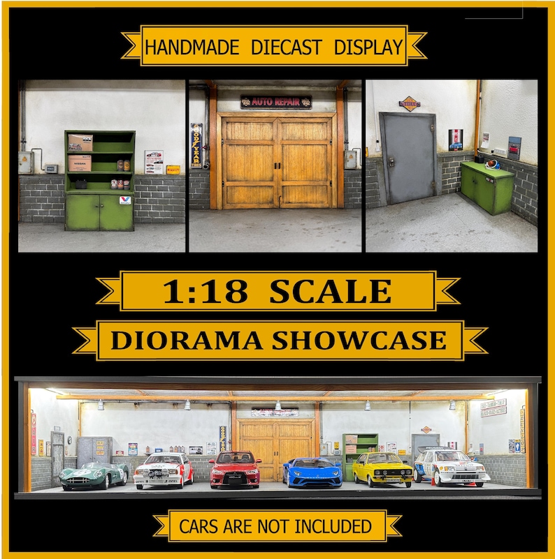 1:18 Scale Diorama Garage Showcase – Realistic Model Car Display With ...