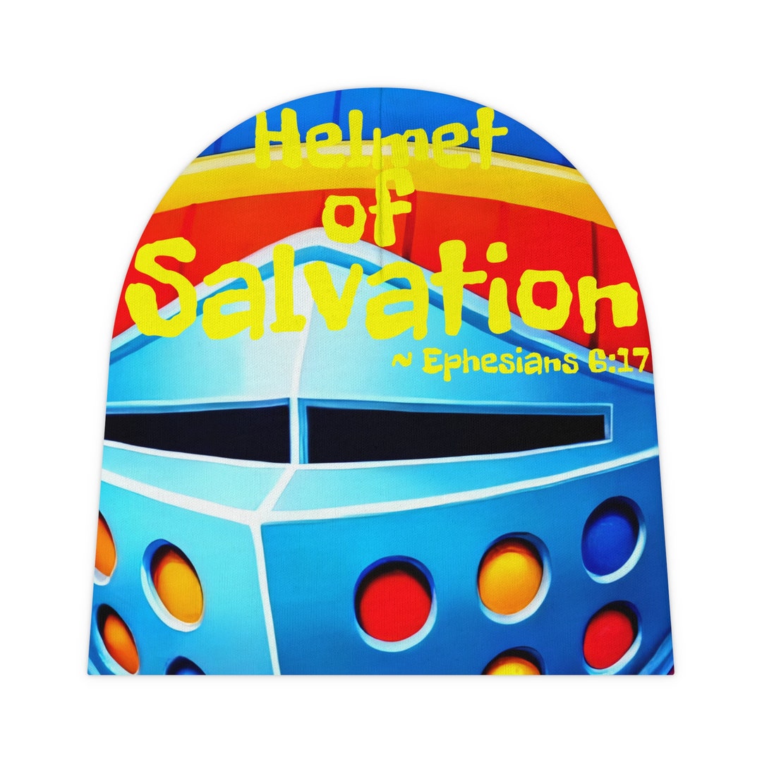 Vibrant 3D Cartoonized Helmet Baby Beanie With Ephesians 6:17 (AOP) - Etsy