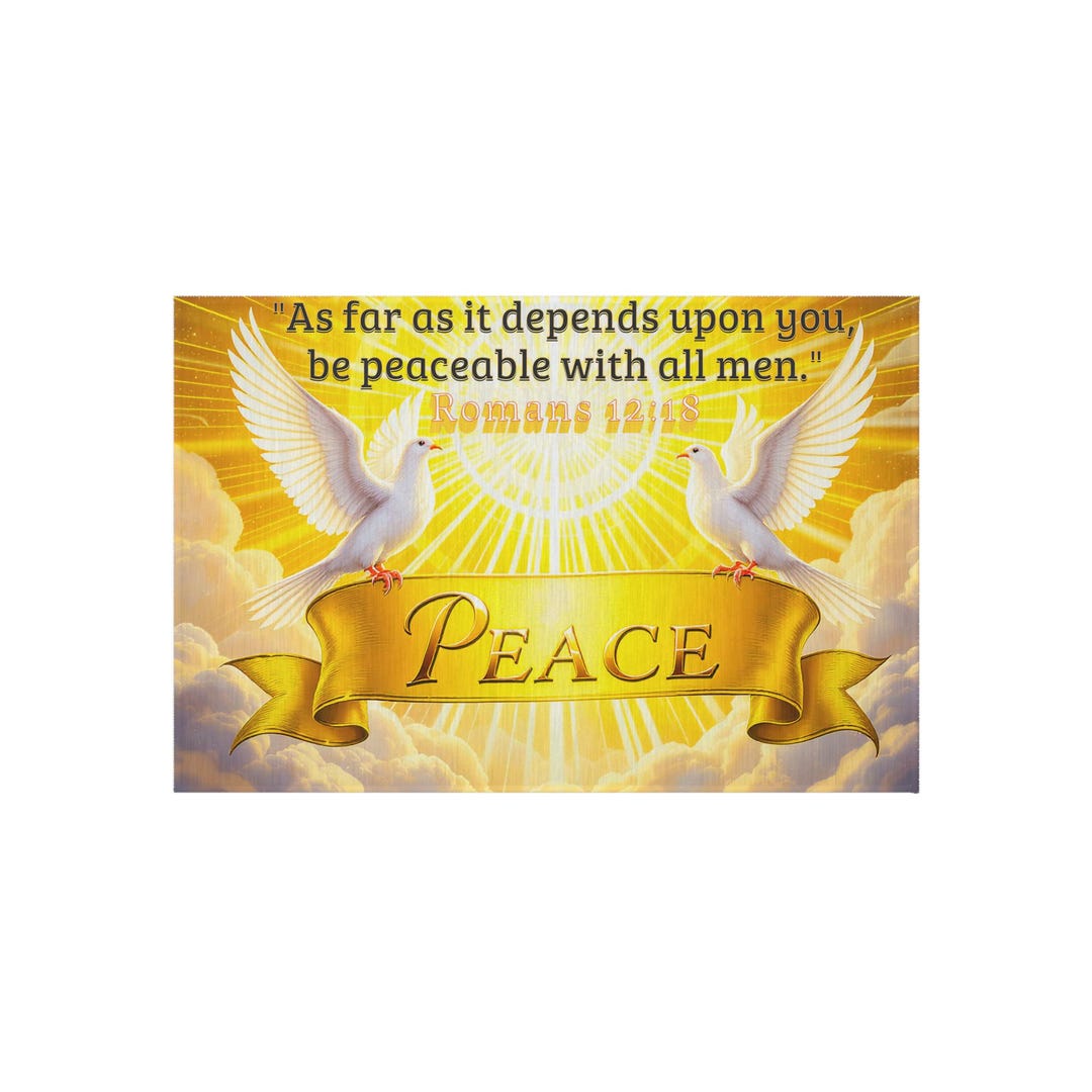 Peace Outdoor Rug | Christian Faith Decor | Romans 12:18 Scripture ...