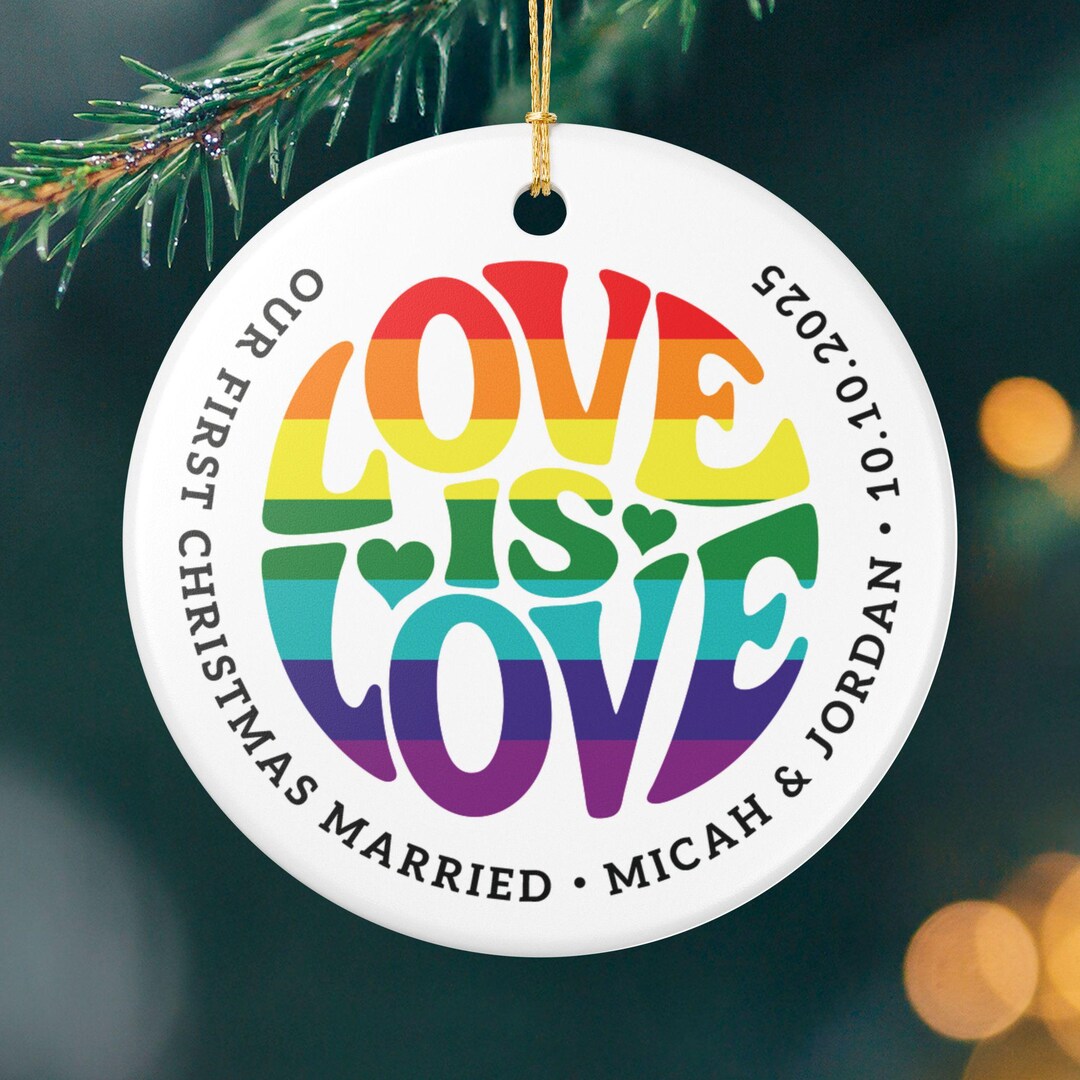 Custom Pride Flag LGBTQIA+ Love is Love 2.8" Round Circle White Ceramic ...