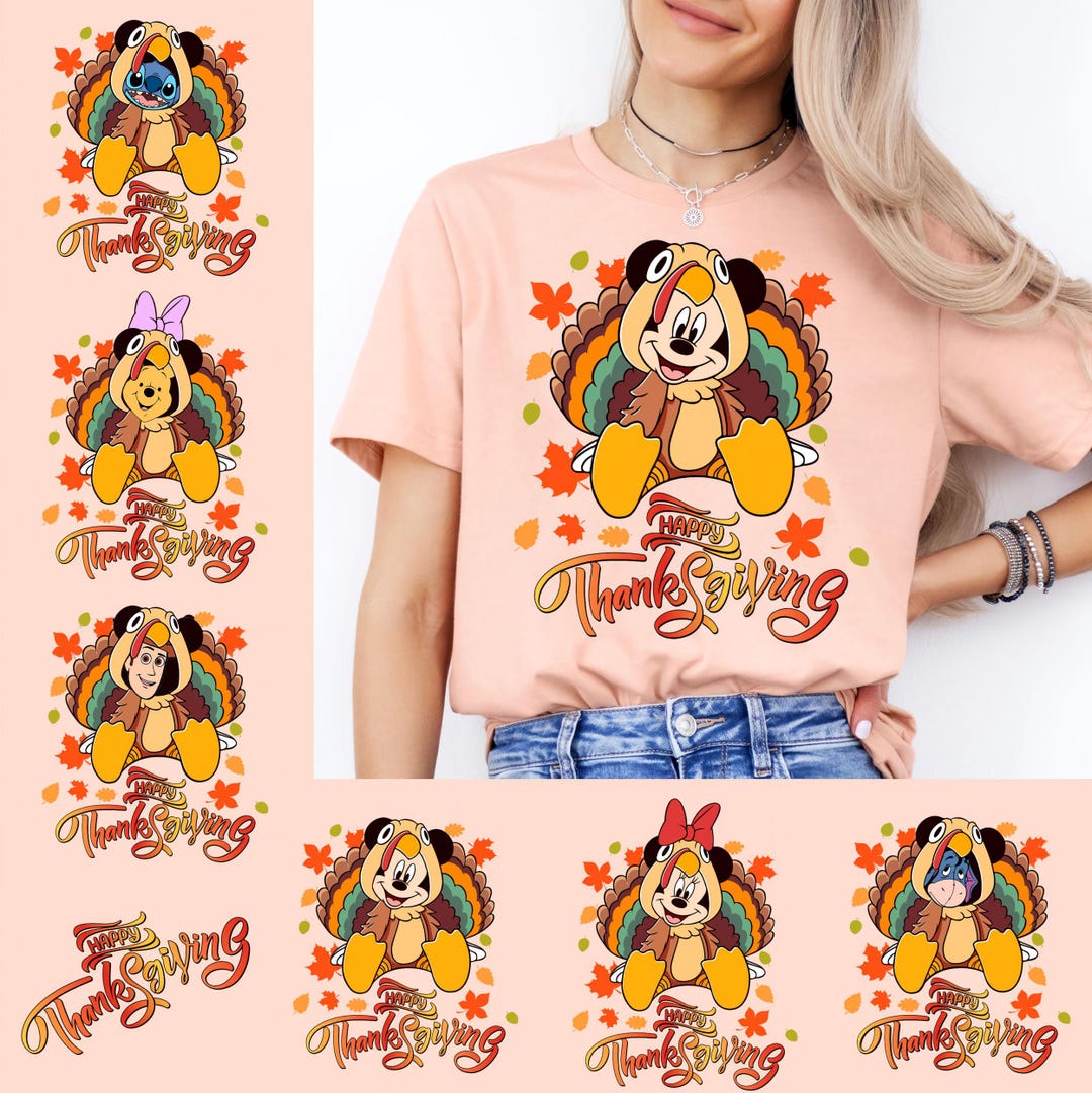 Custom Disney Character Thanksgiving Shirt Disney Happy Thanksgiving ...