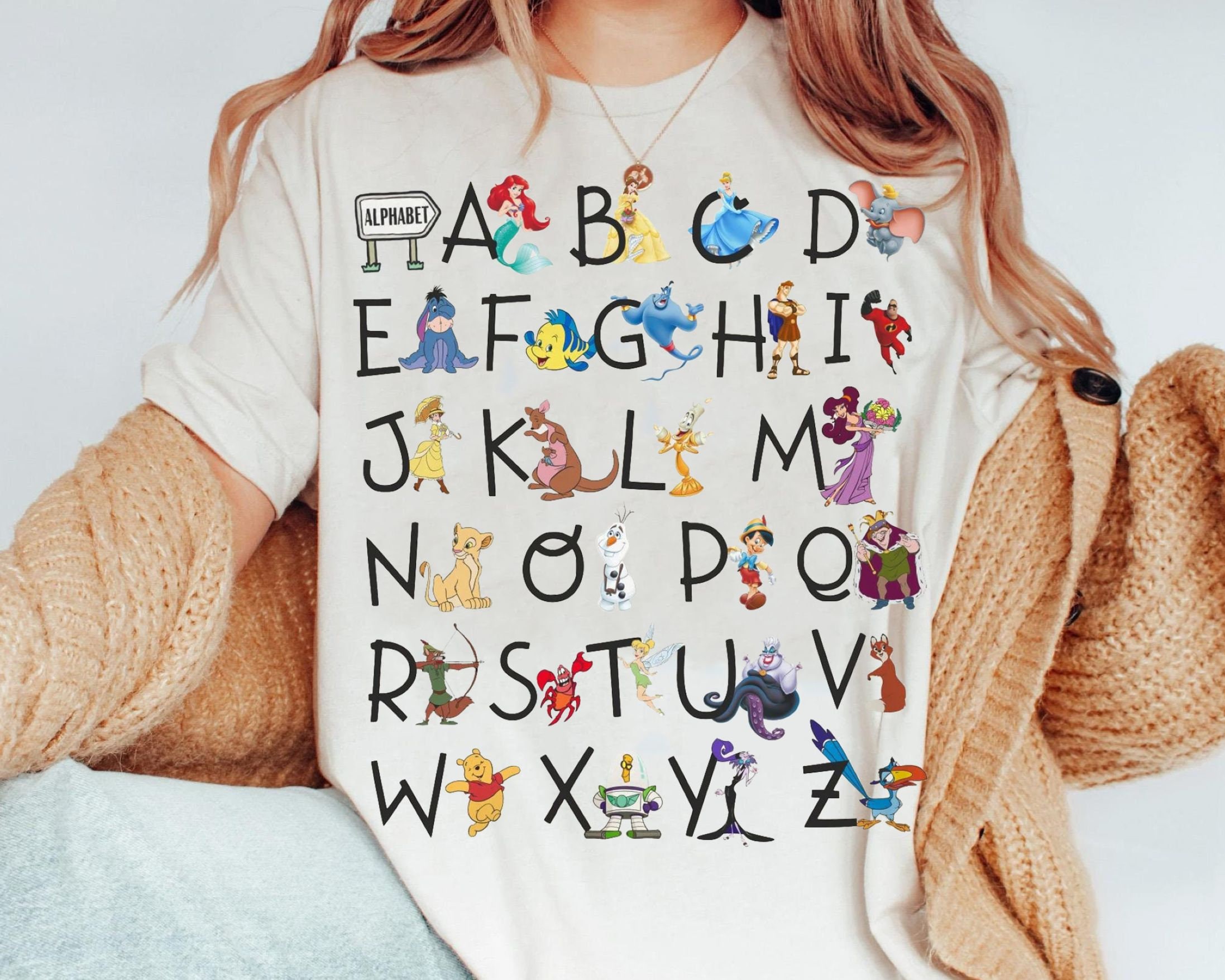 Disney Alphabet Characters From A to Z Shirt Disney Teacher - Etsy