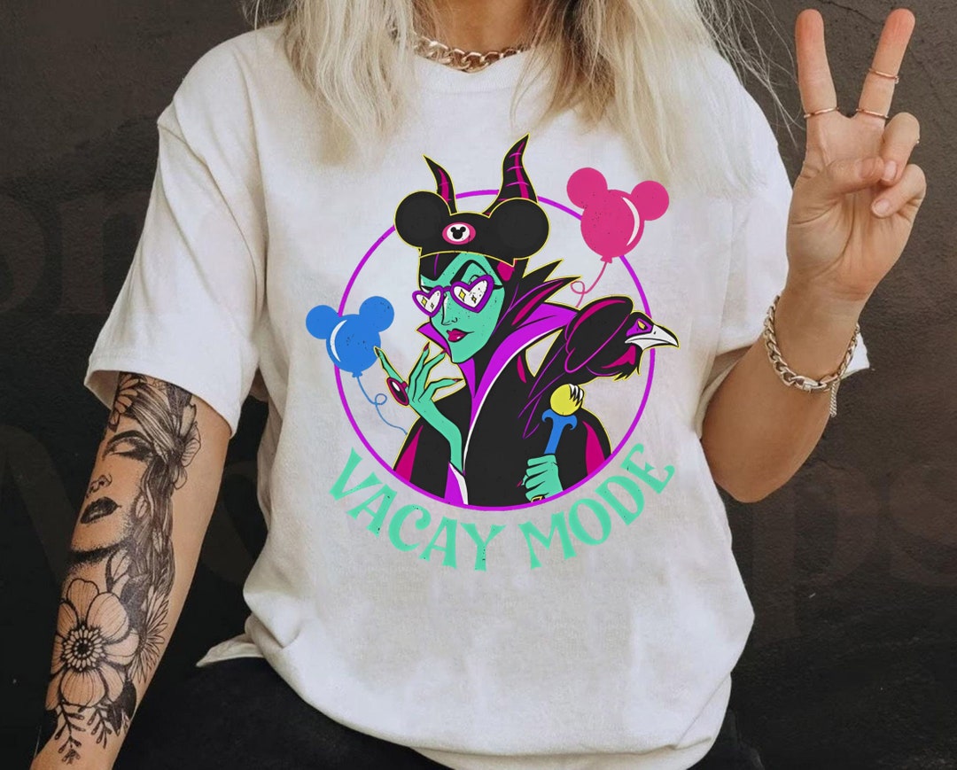 Retro Maleficent With Mickey Balloon Vacay Mode Shirt | Sleeping Beauty ...