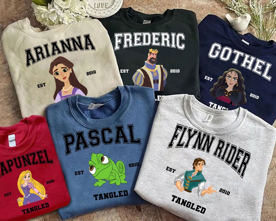 Custom Disney Tangled All Characters Group Shirt, Rapunzel Gothel Retro ...