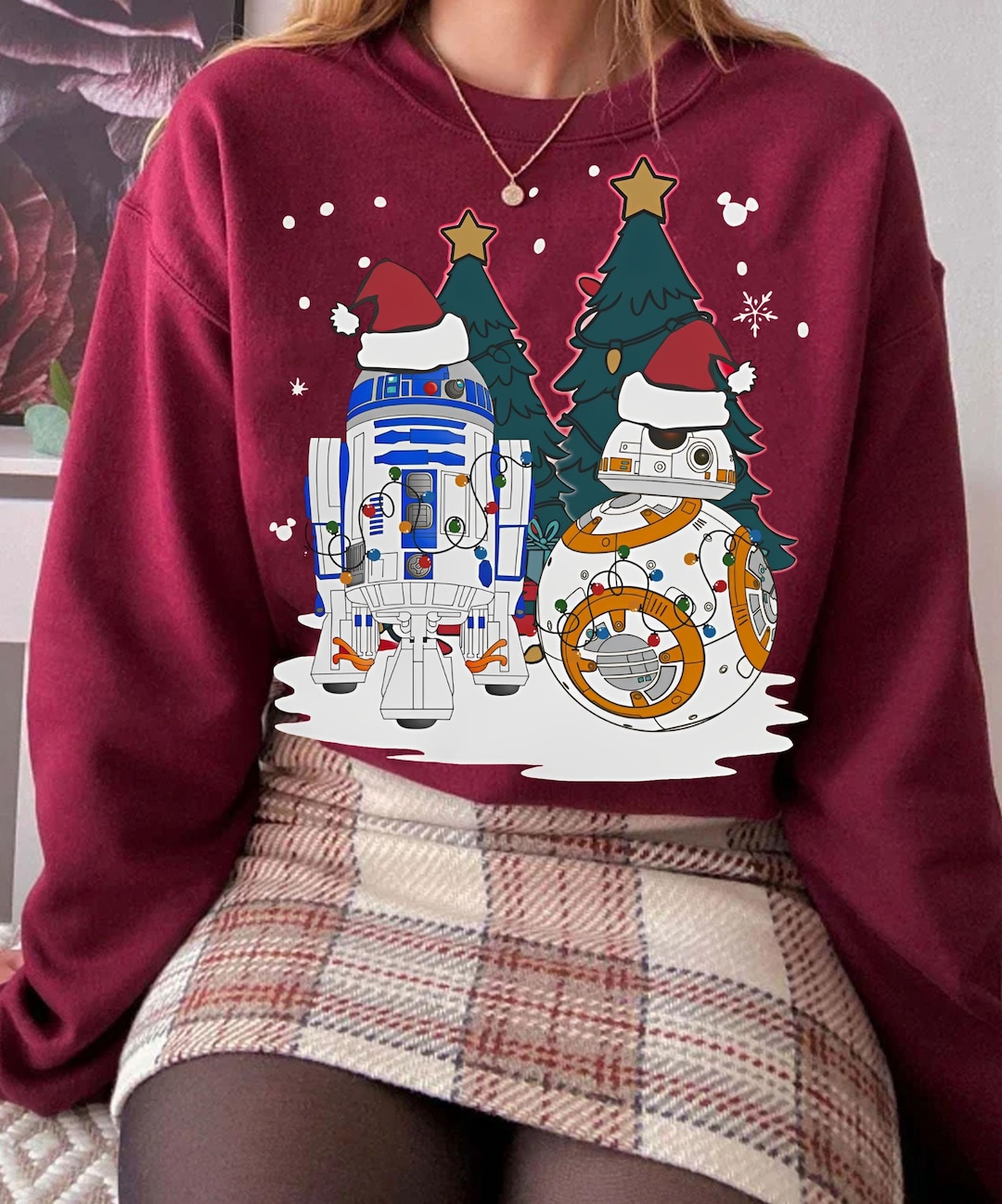 Retro Bb8 R2D2 Santa Hat With Christmas Tree Sweatshirt | Star Wars ...