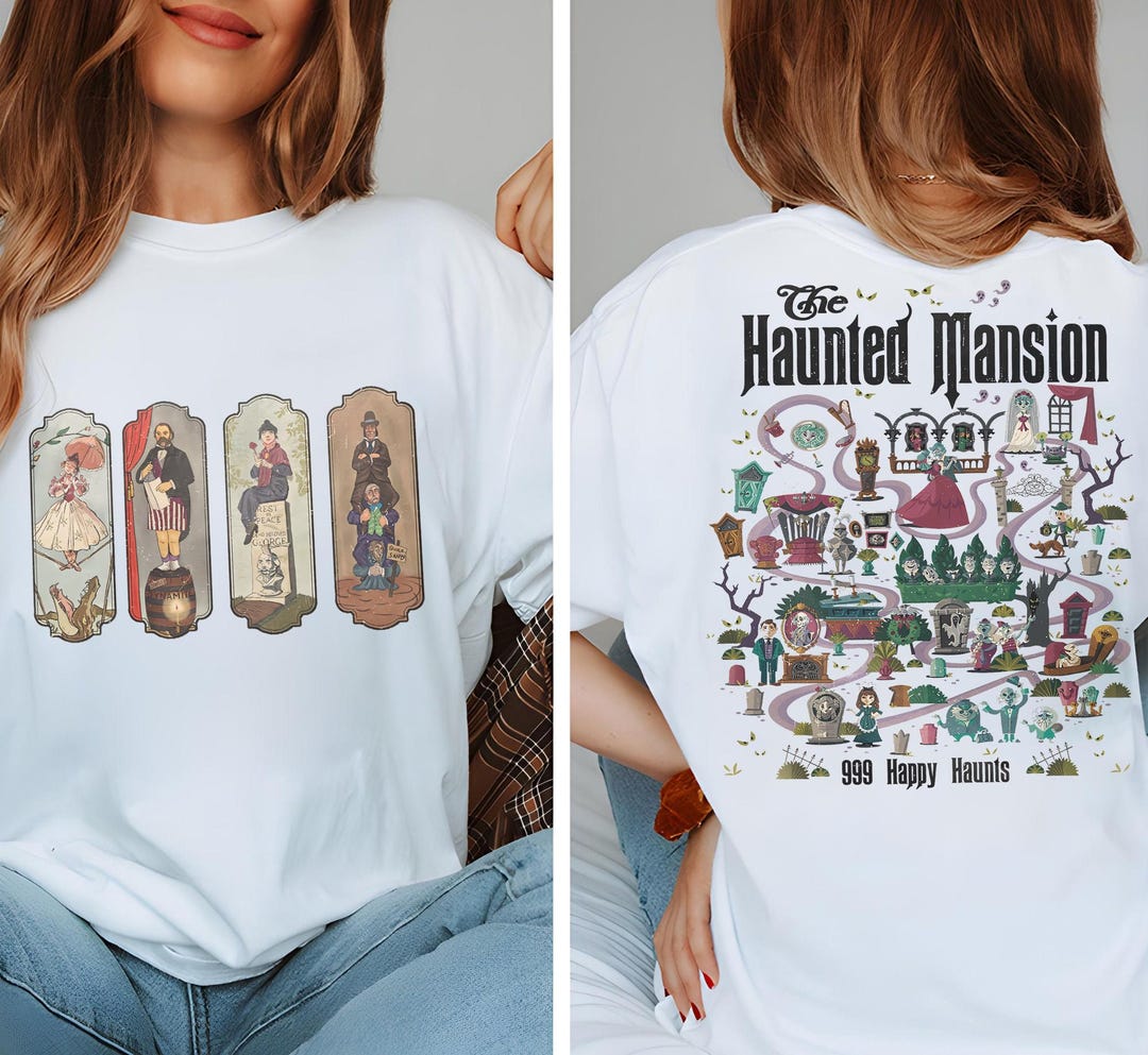 Vintage 2-sided Haunted Mansion Map Shirt | Disney the Haunted Mansion ...