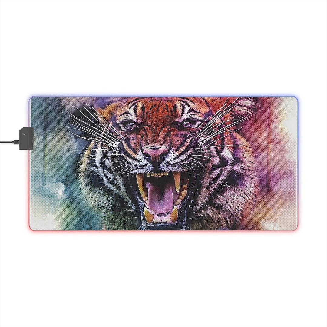 Tiger Gaming Desk Pad RGB Gaming Mouse Pad Tiger Colorful LED - Etsy