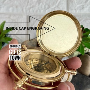 Personalized Brass Compass With Leather Case, Engraved Gift - Etsy