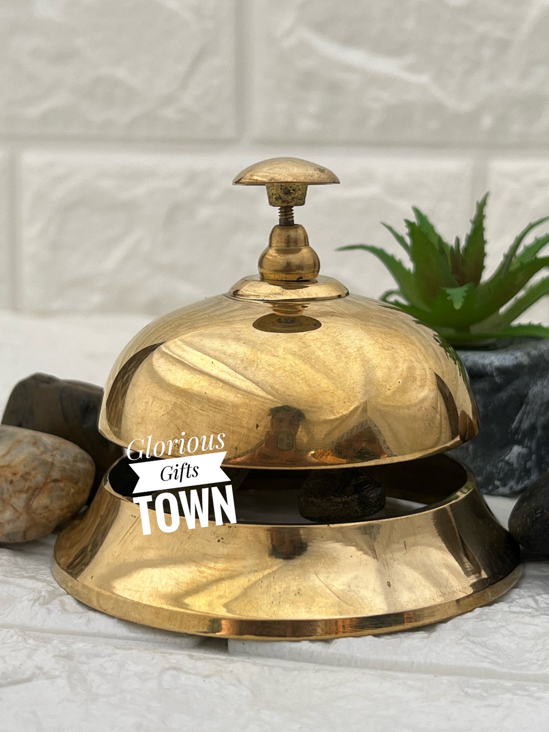 Personalized Brass Desk Bell: Engraved Table Decor Gift - Etsy