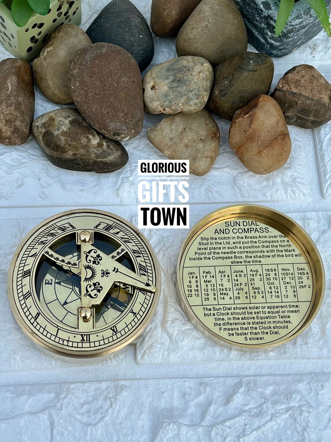 Personalized Brass Sundial Compass: Engraved Gift With Case - Etsy