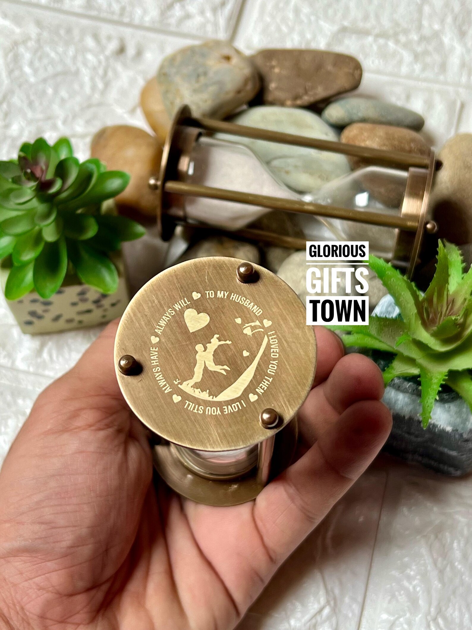 Custom Engraved Brass Sand Timer, Personalized Decorative Sand Timer ...