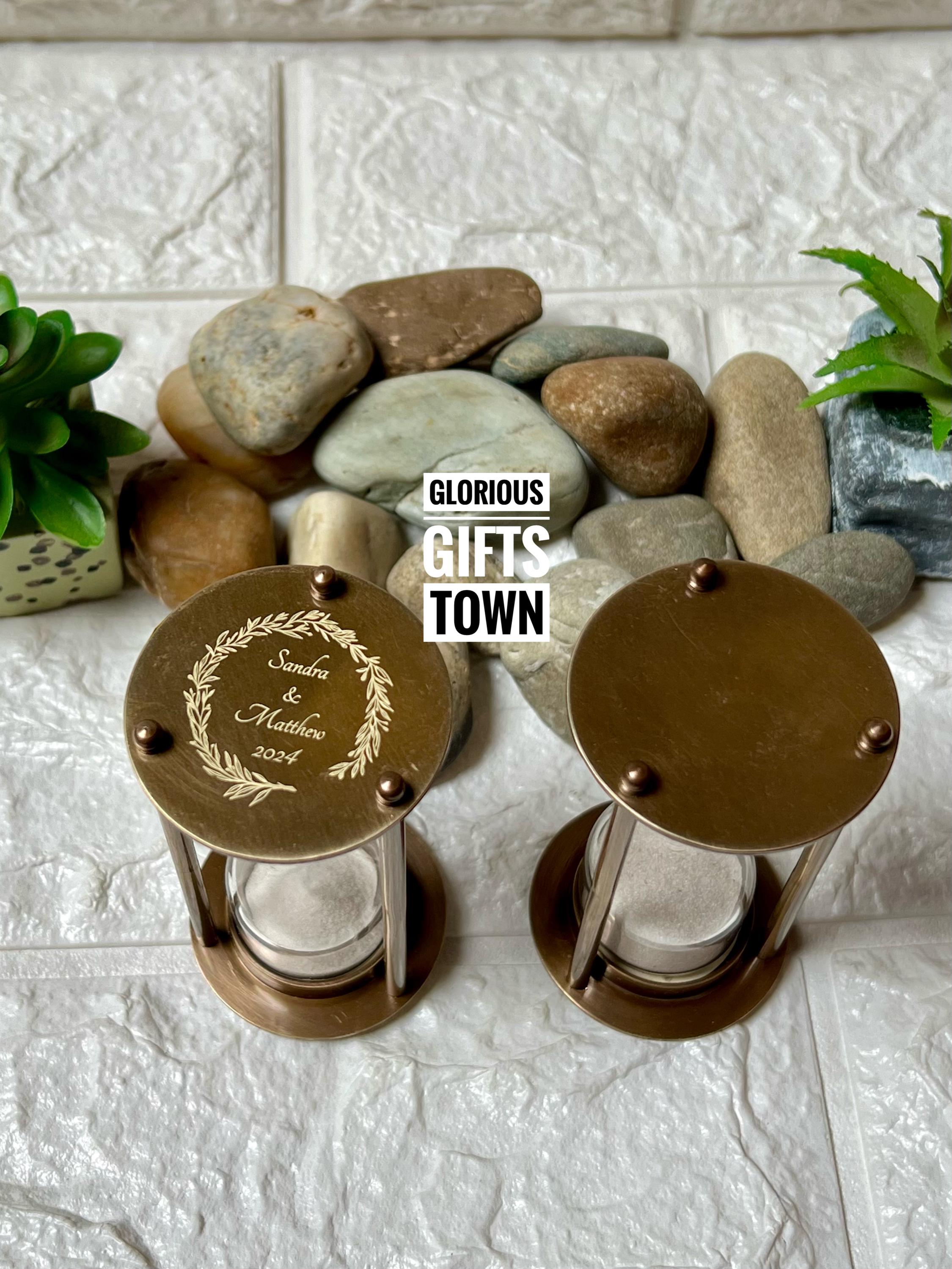 Custom Engraved Brass Sand Timer, Personalized Decorative Sand Timer ...