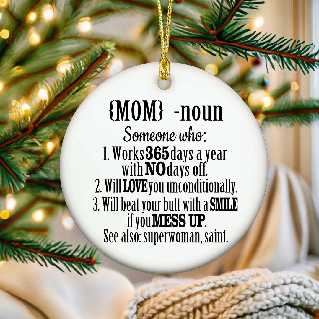 Personalized Mom Noun Christmas Ornament: Custom Porcelain Gift - Etsy