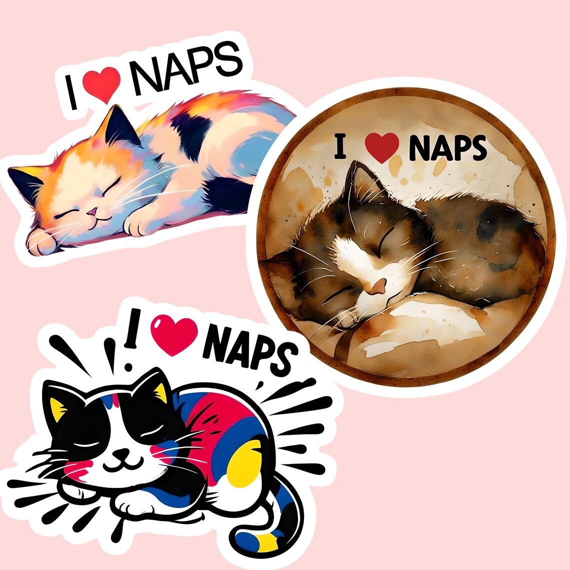 I Love Cat Naps Digital Sticker Bundle, Cute Cat Stickers Pngs ...