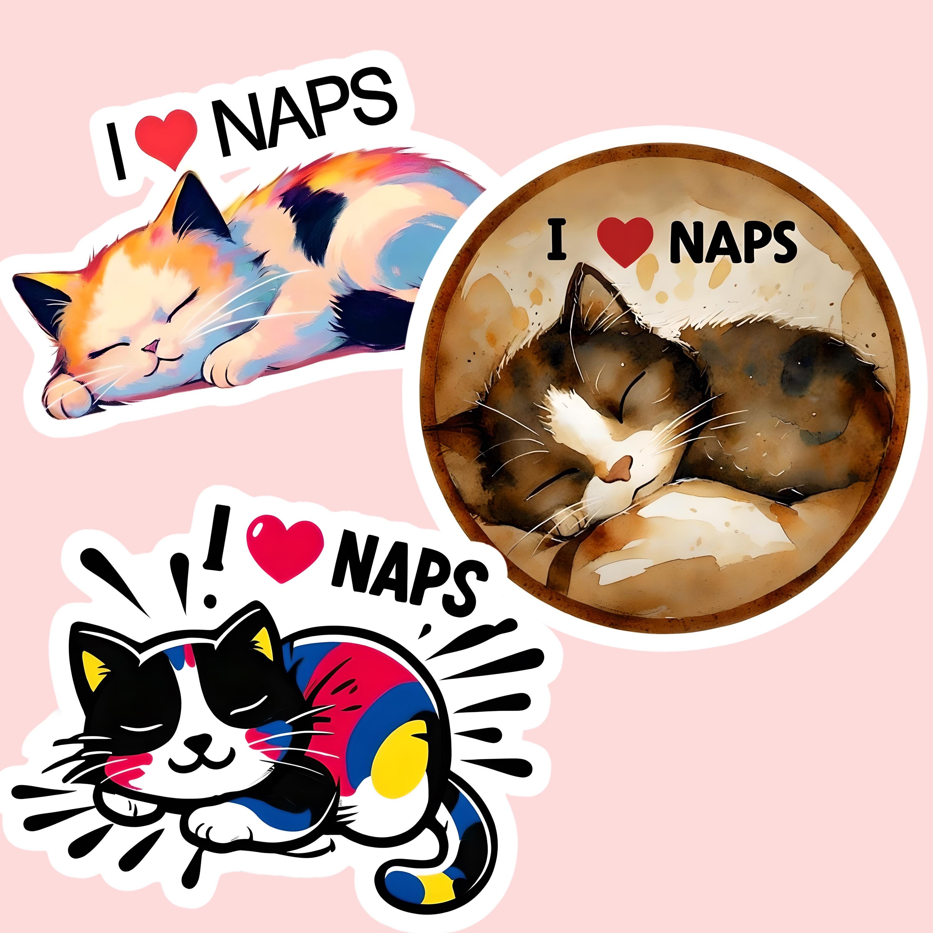 I Love Cat Naps Digital Sticker Bundle, Cute Cat Stickers Pngs ...