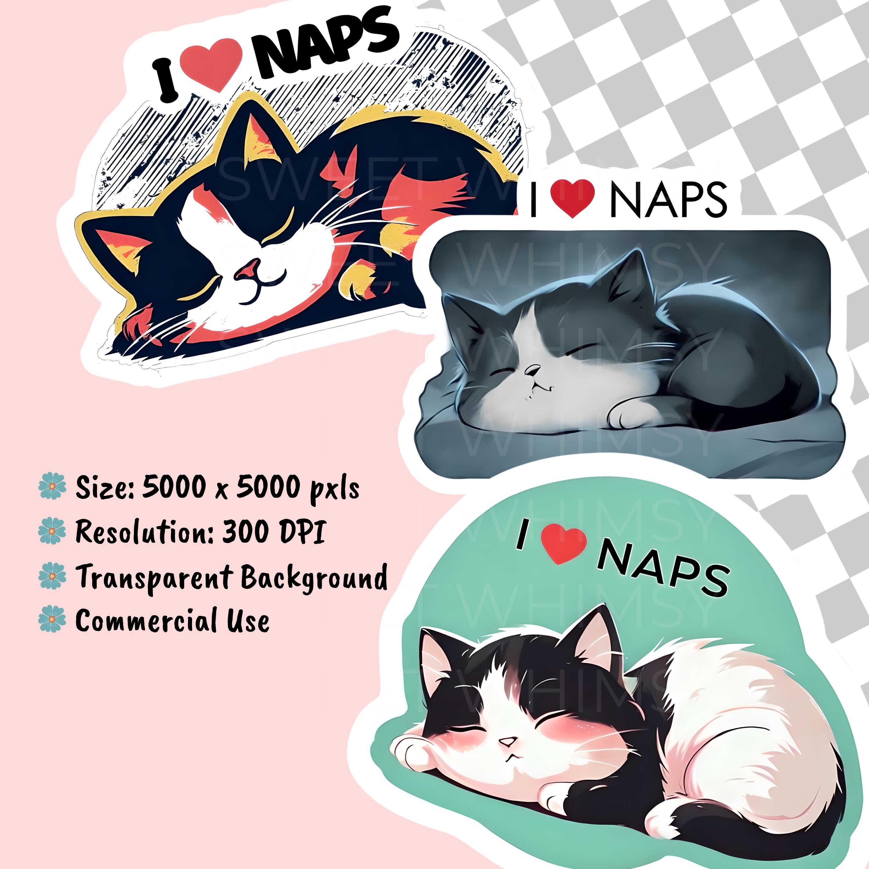 I Love Cat Naps Digital Sticker Bundle, Cute Cat Stickers Pngs ...