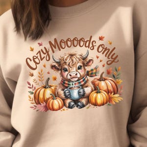 Highland Cow Fall PNG, Cozy Mooooods Only, Autumn Pumpkin Coffee Cow ...