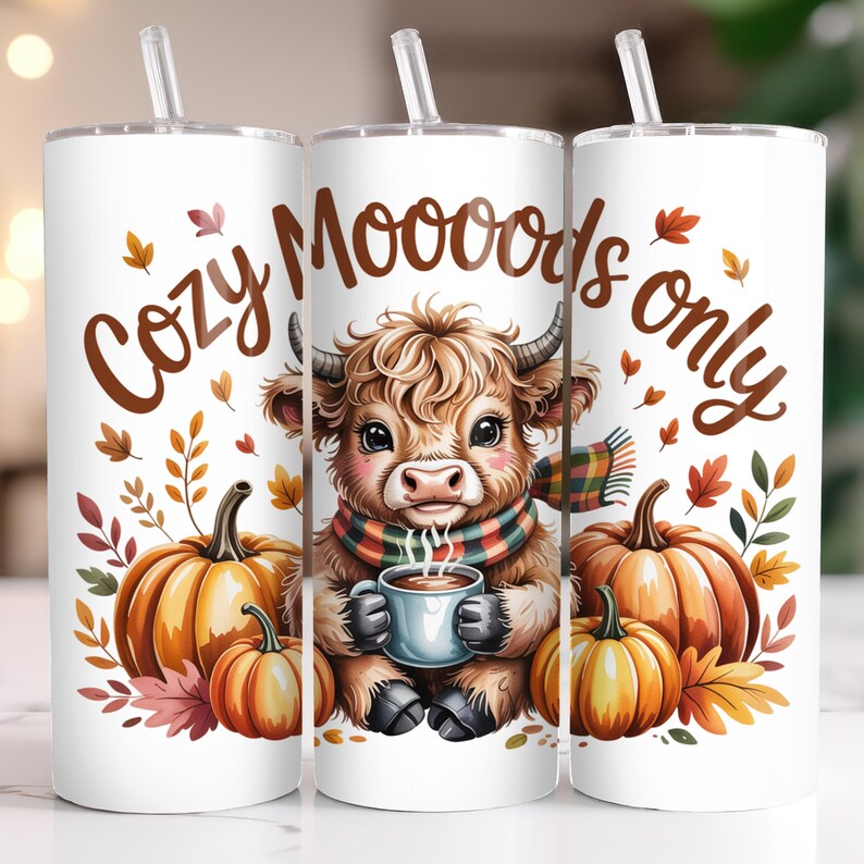 Highland Cow Fall PNG, Cozy Mooooods Only, Autumn Pumpkin Coffee Cow ...